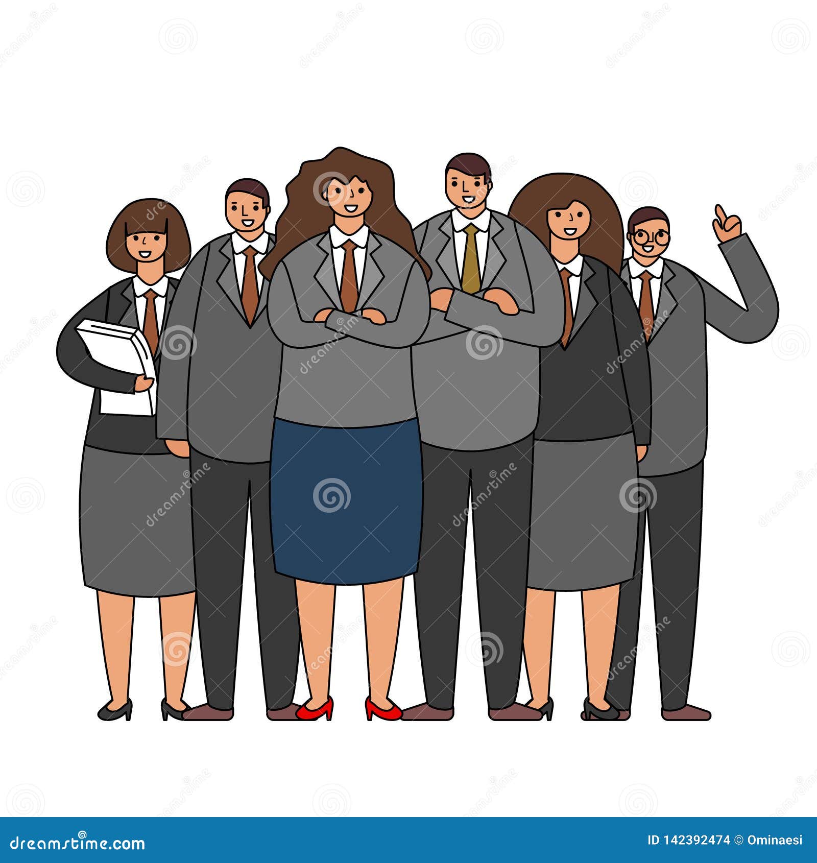 Work Crew Business Team Office Workers Standing Together Characters ...