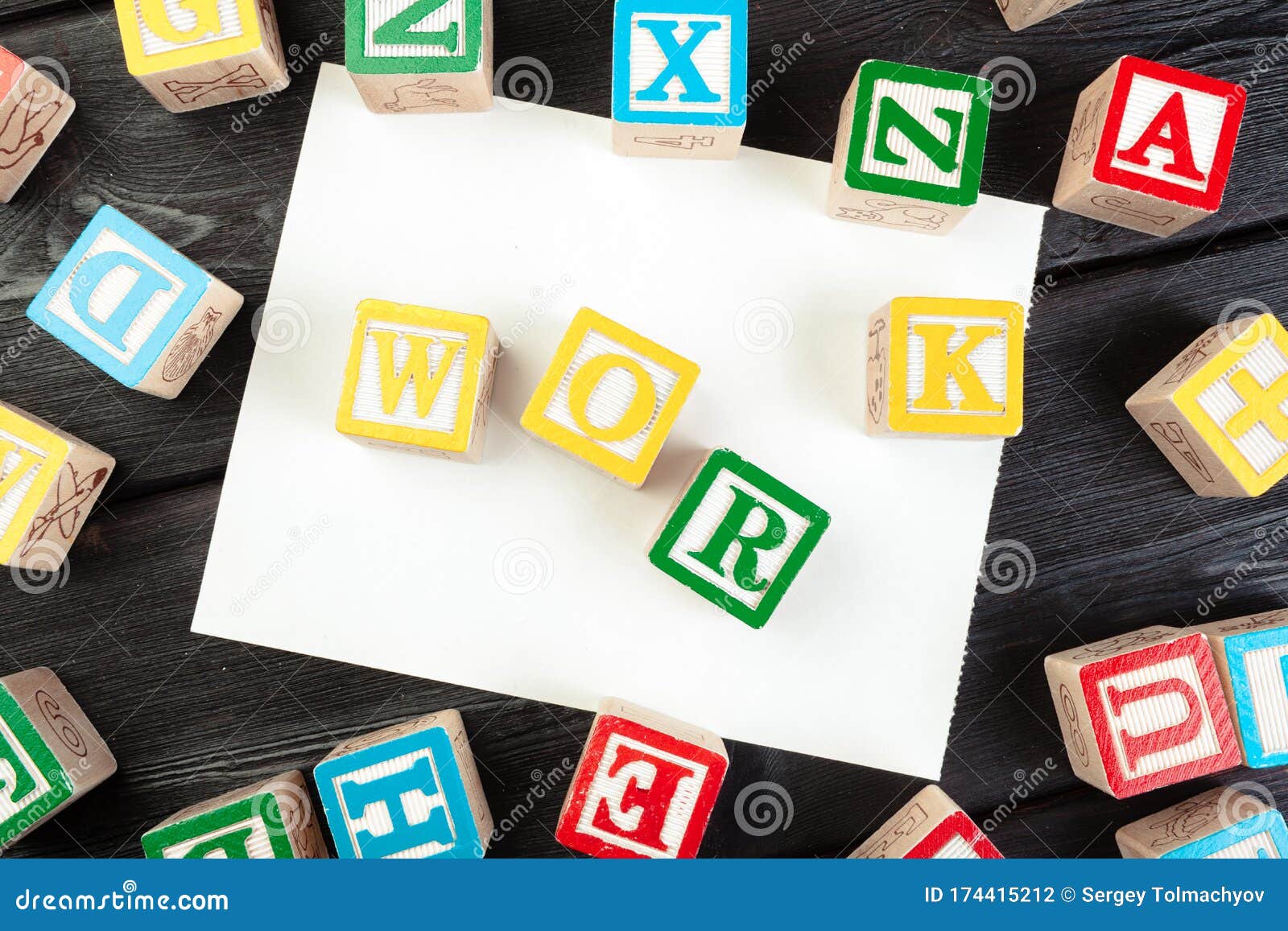Work Cube with Letters, Sign with Wooden Cubes Stock Photo - Image of ...
