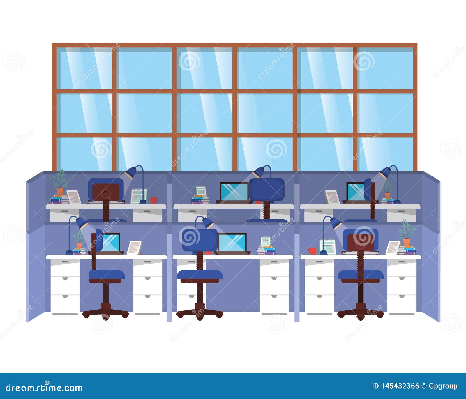 Work Cubicles Isolated Icon Stock Vector - Illustration of graphic ...