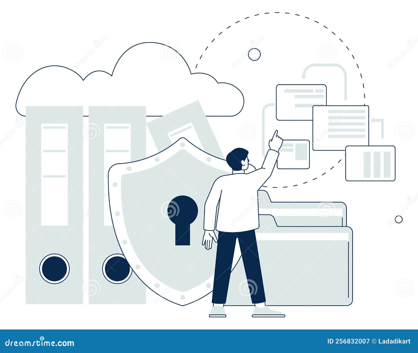 Work Data Protection. Cloud Service Security Concept Stock Vector ...