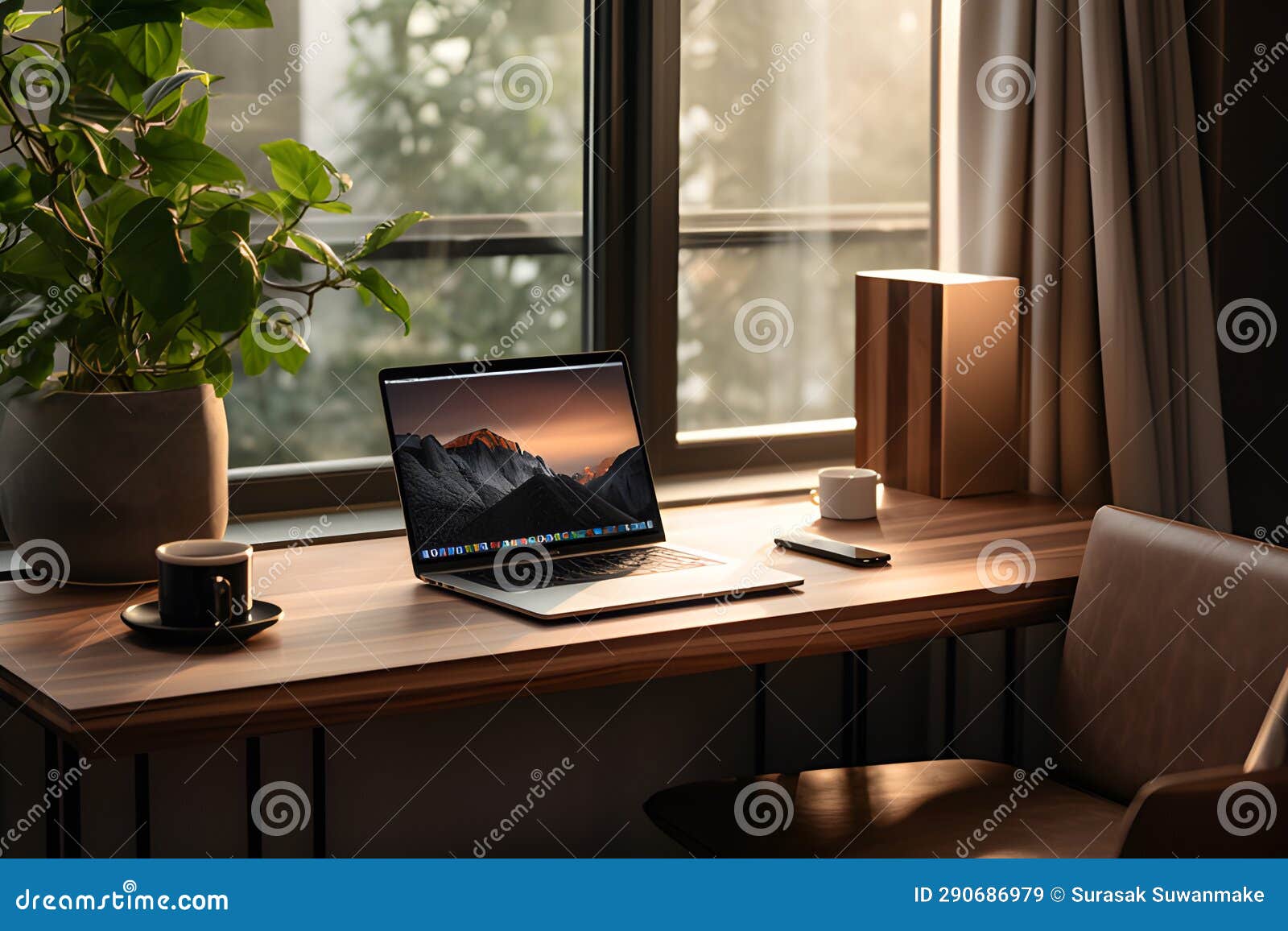 Work Desk with Computer Simulation Equipment Office Supplies and Desk ...