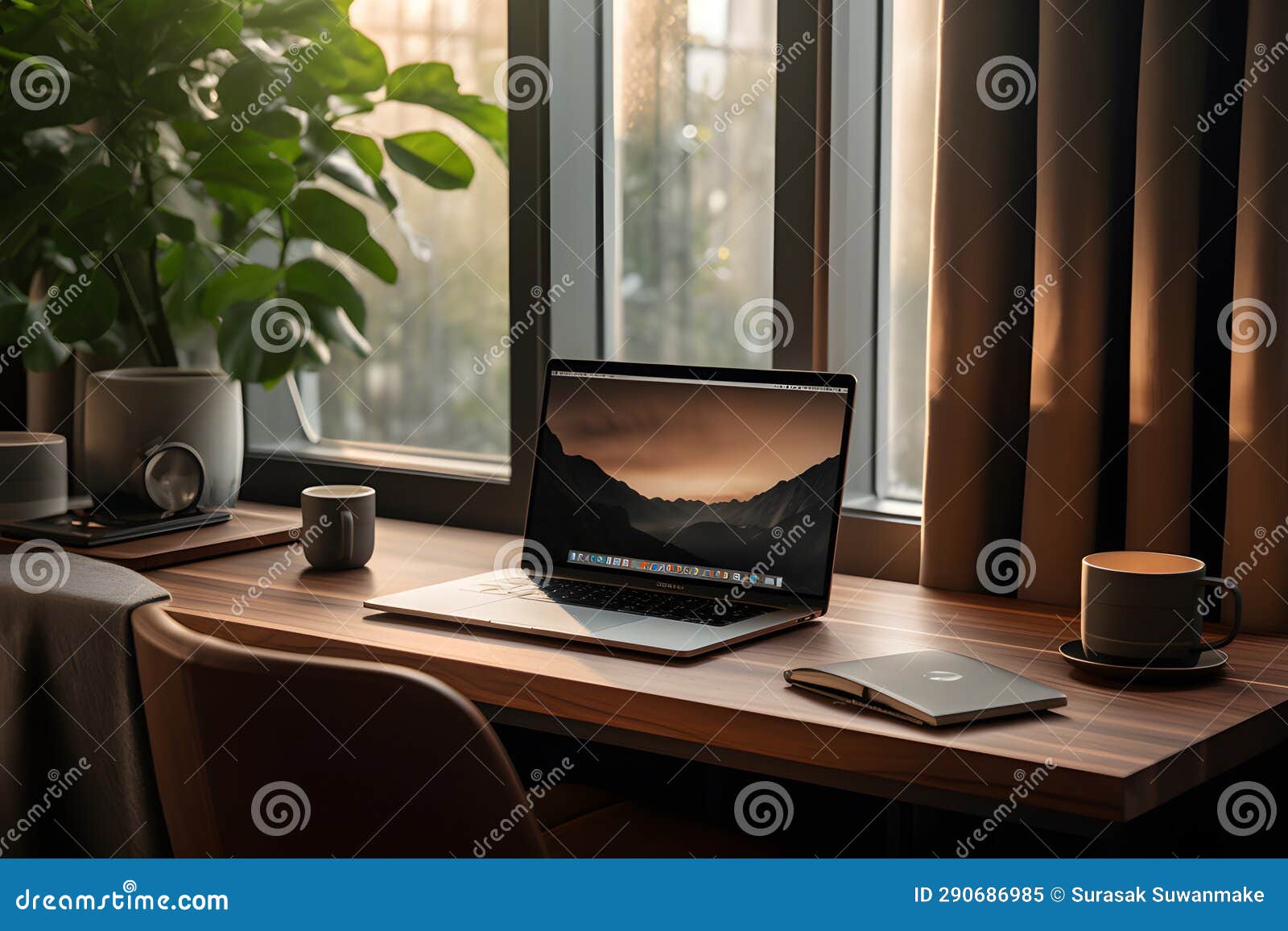 Work Desk with Computer Simulation Equipment Office Supplies and Desk ...