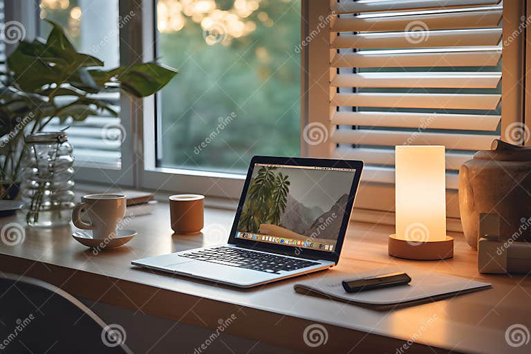 Work Desk with Computer Simulation Equipment Office Supplies and Desk ...