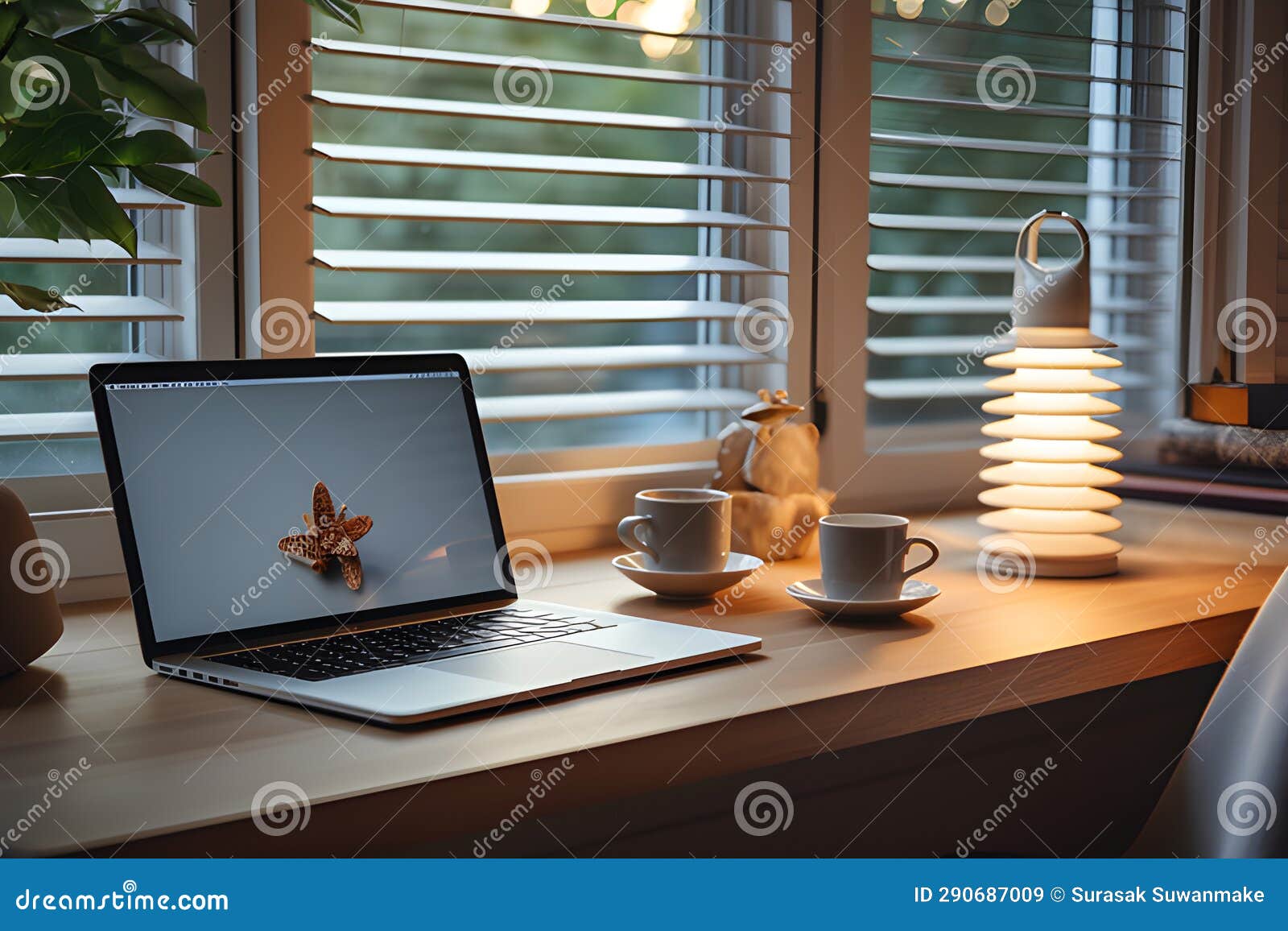 Work Desk with Computer Simulation Equipment Office Supplies and Desk ...