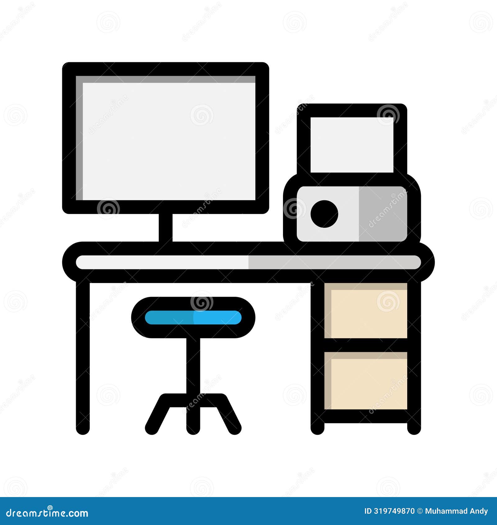 Work Desk Icon. Editable Workspace Furniture Symbols. Vector ...