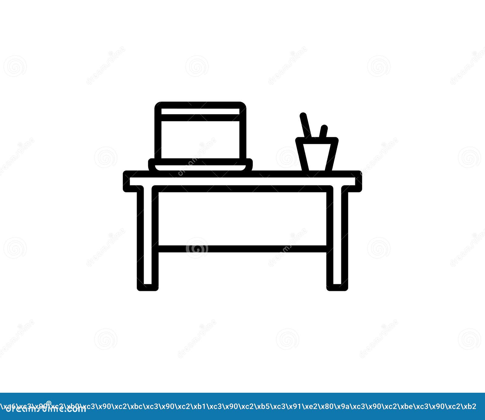 Work desk line icon stock illustration. Illustration of comfortable ...