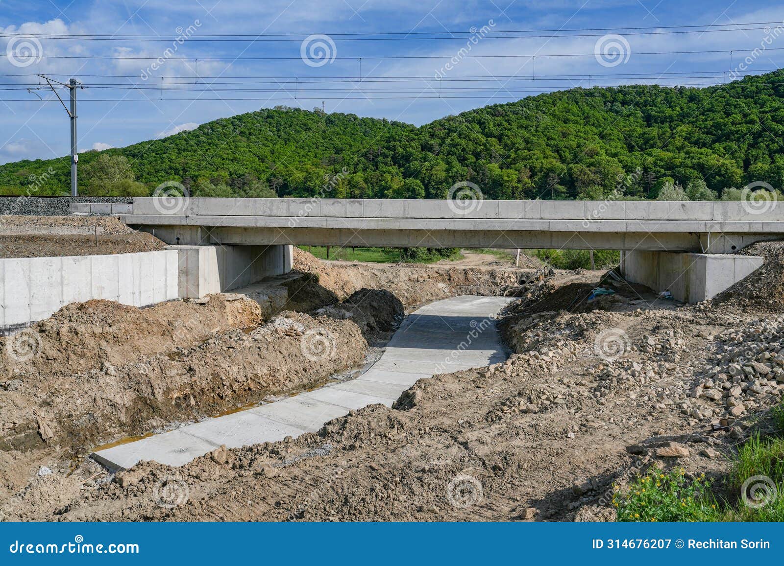 Work on the Development of a Stream Bed Against Erosion and Flooding ...