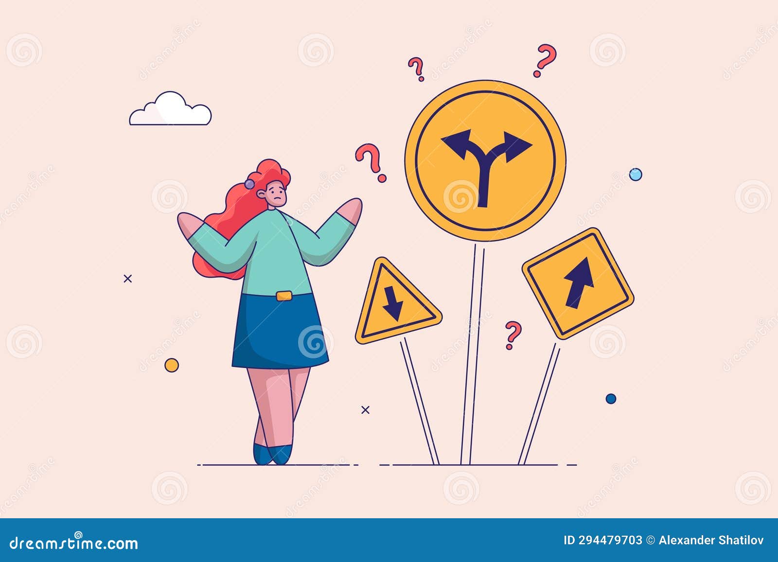 Man Looking Map Confusing Choose Way With Road Sign, Cartoon ...