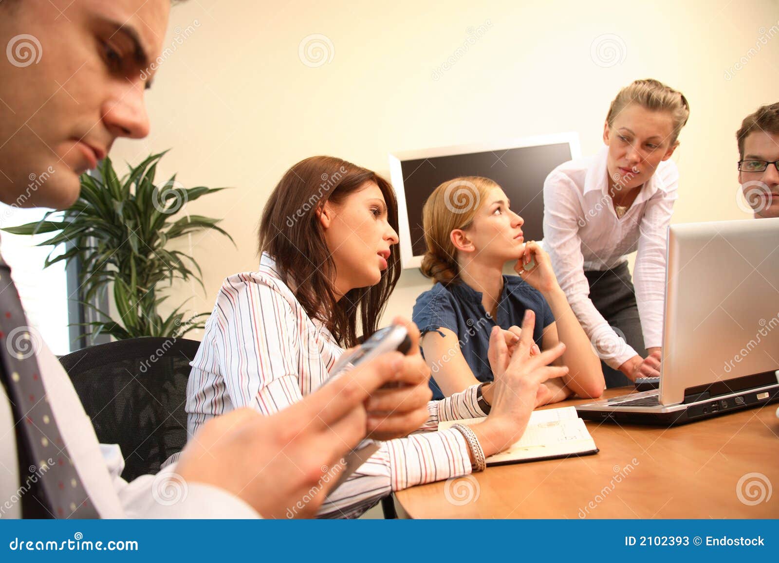 Work discussion stock image. Image of coworkers, cellular - 2102393