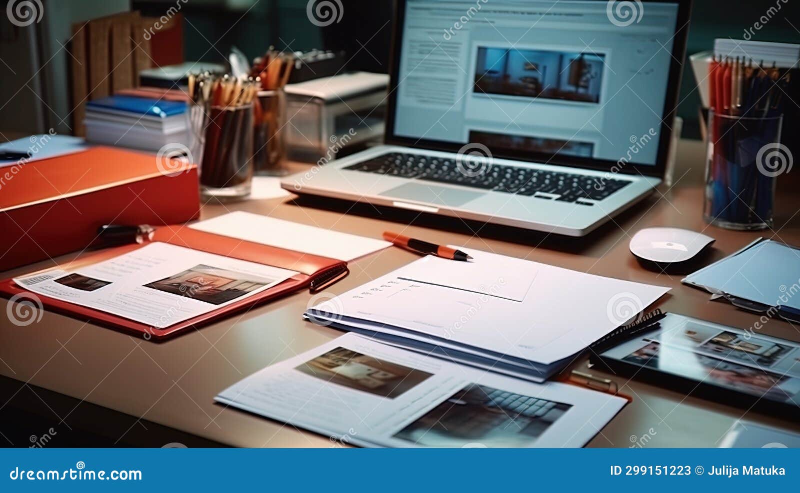 Work with Documents: Photos of Desktop Stock Illustration ...
