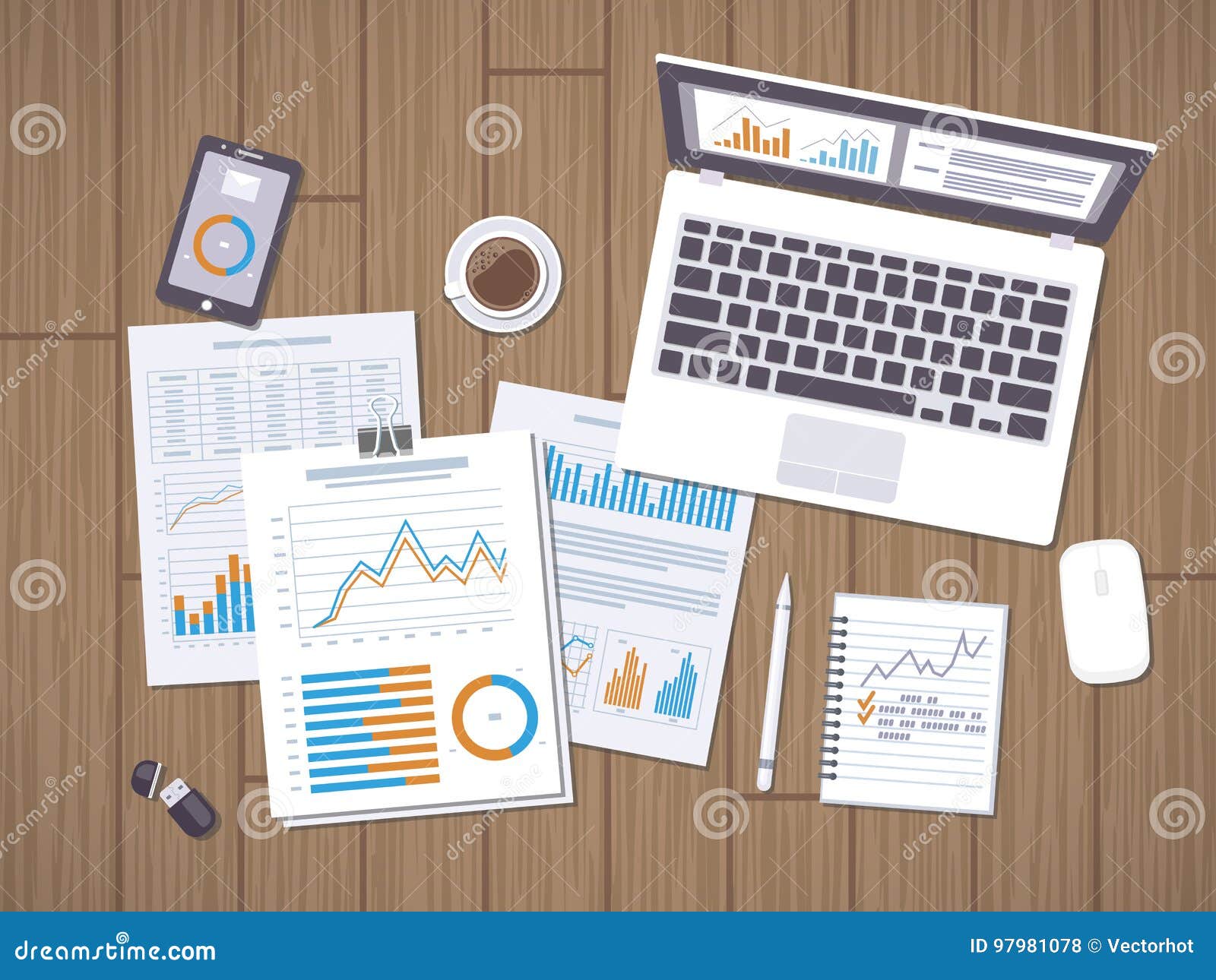 Work with Documents. Workflow Concept Stock Vector - Illustration of ...