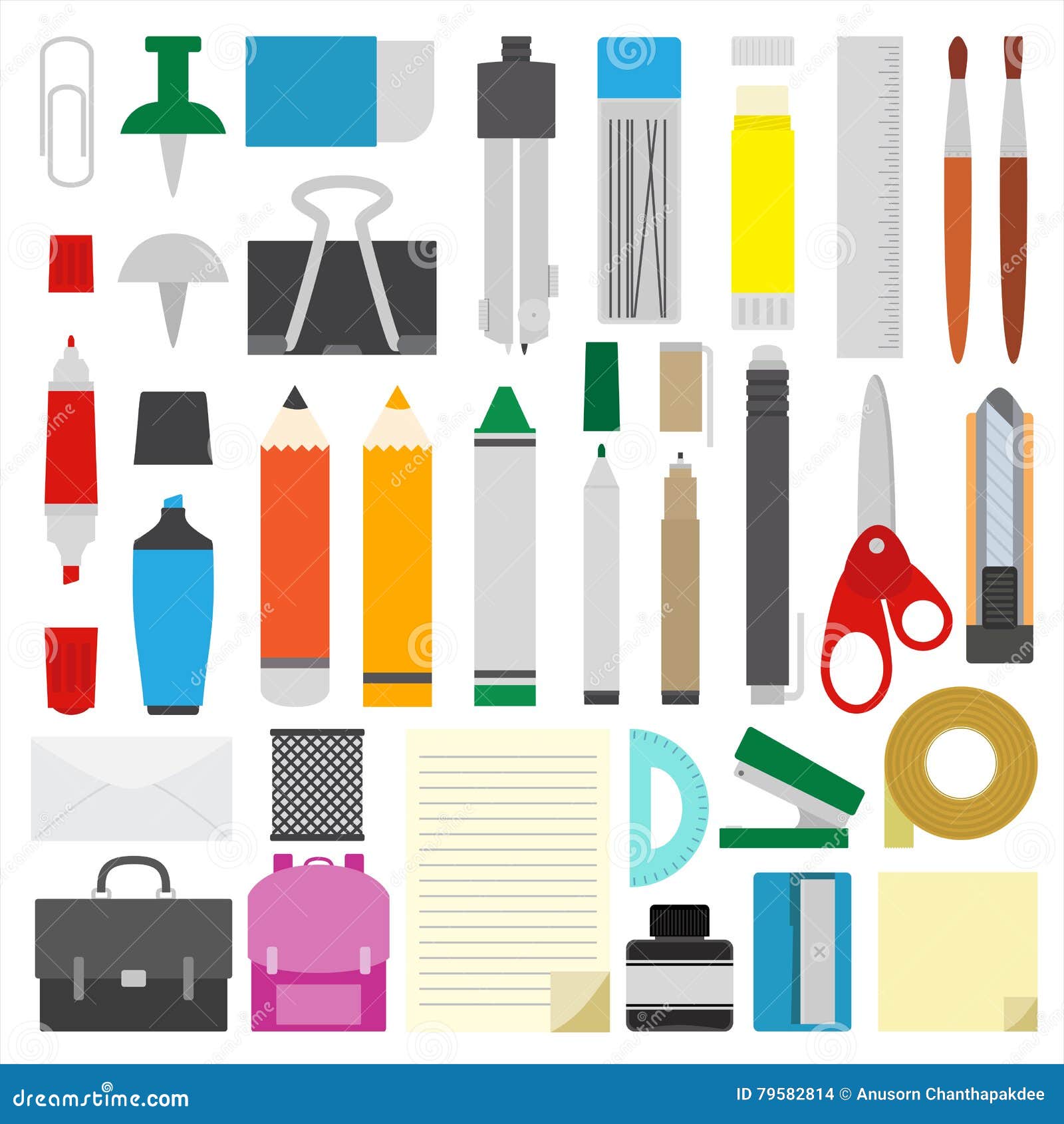 Work Draw Sketch Stationary Set Illustration | CartoonDealer.com #128661130