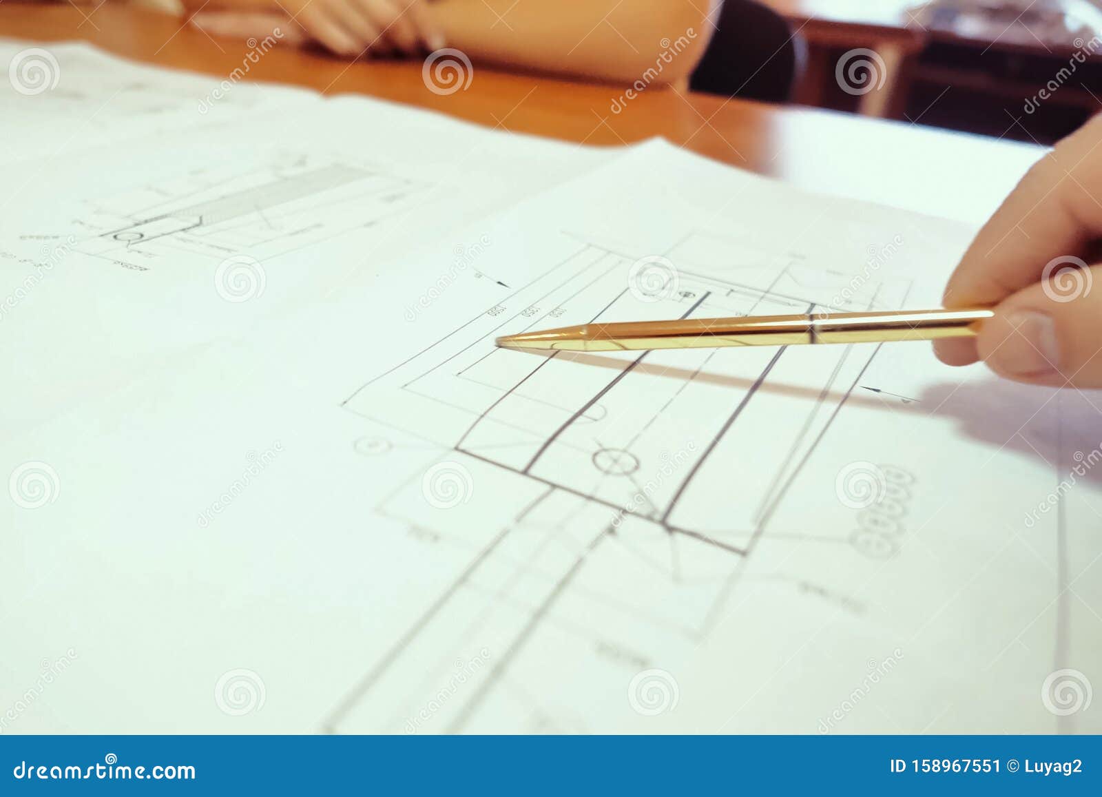 Work on a Drawing of Diagram by an Engineer. Engineer S Hand Over the ...
