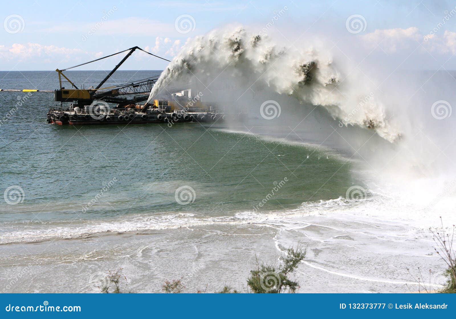 Work Dredger Dredging with Sand Washing on Beaches. Special Dredging ...