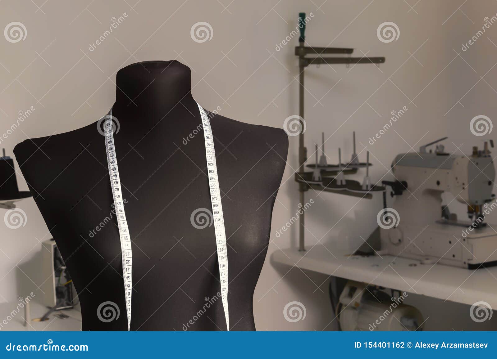 Work Dummy on the Background of Sewing Machines in Workshop Stock Photo ...