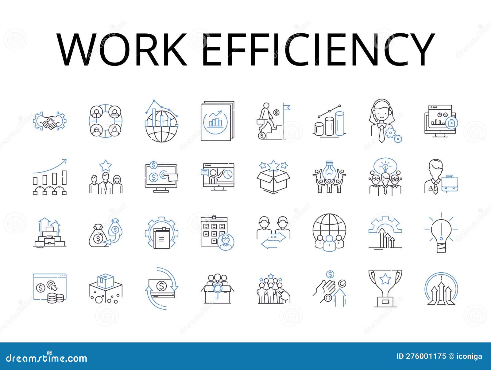 Resource Utilization Line Icons Collection Efficiency Optimization