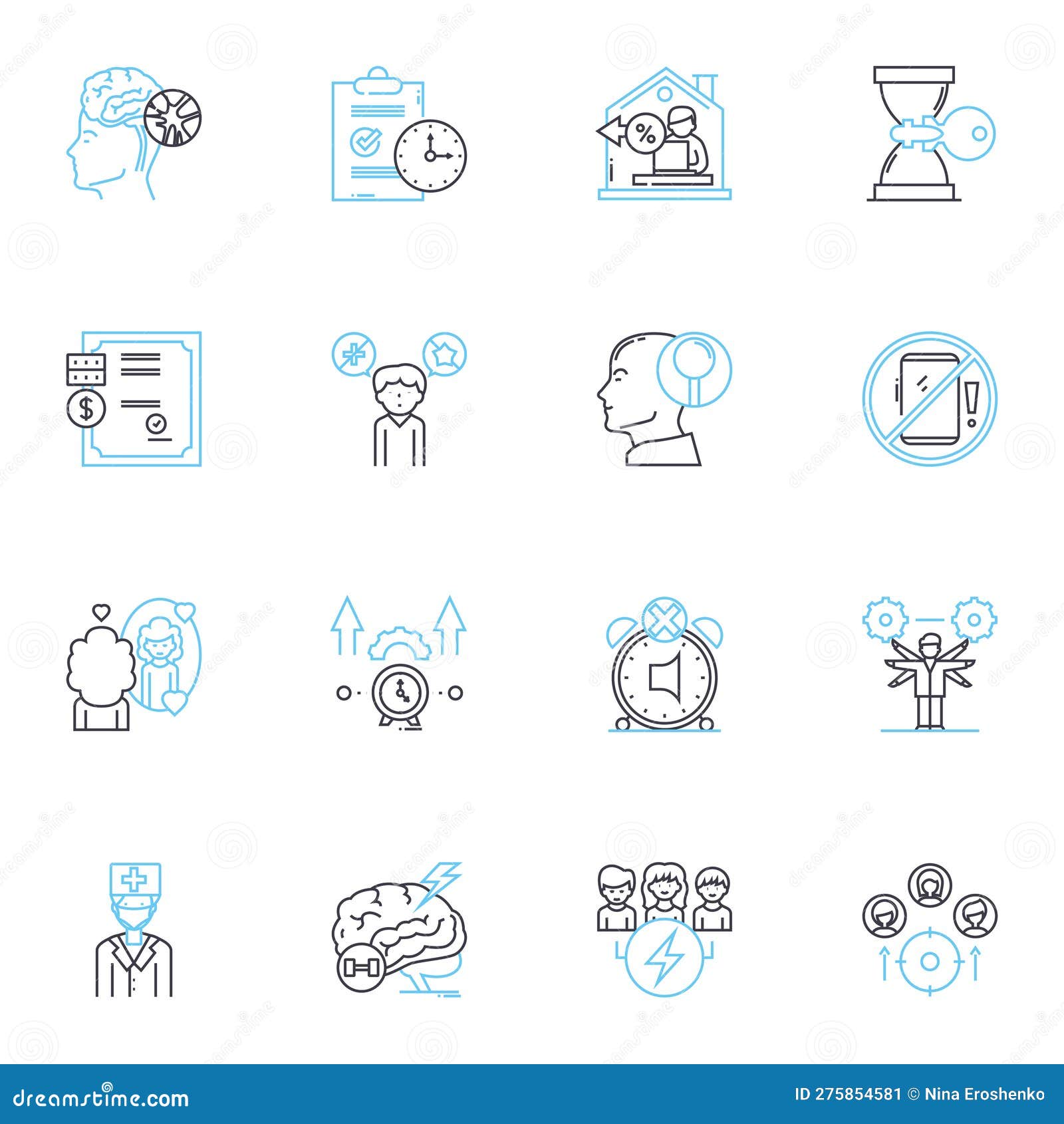 Work Efficiency Linear Icons Set. Productivity, Time-management ...