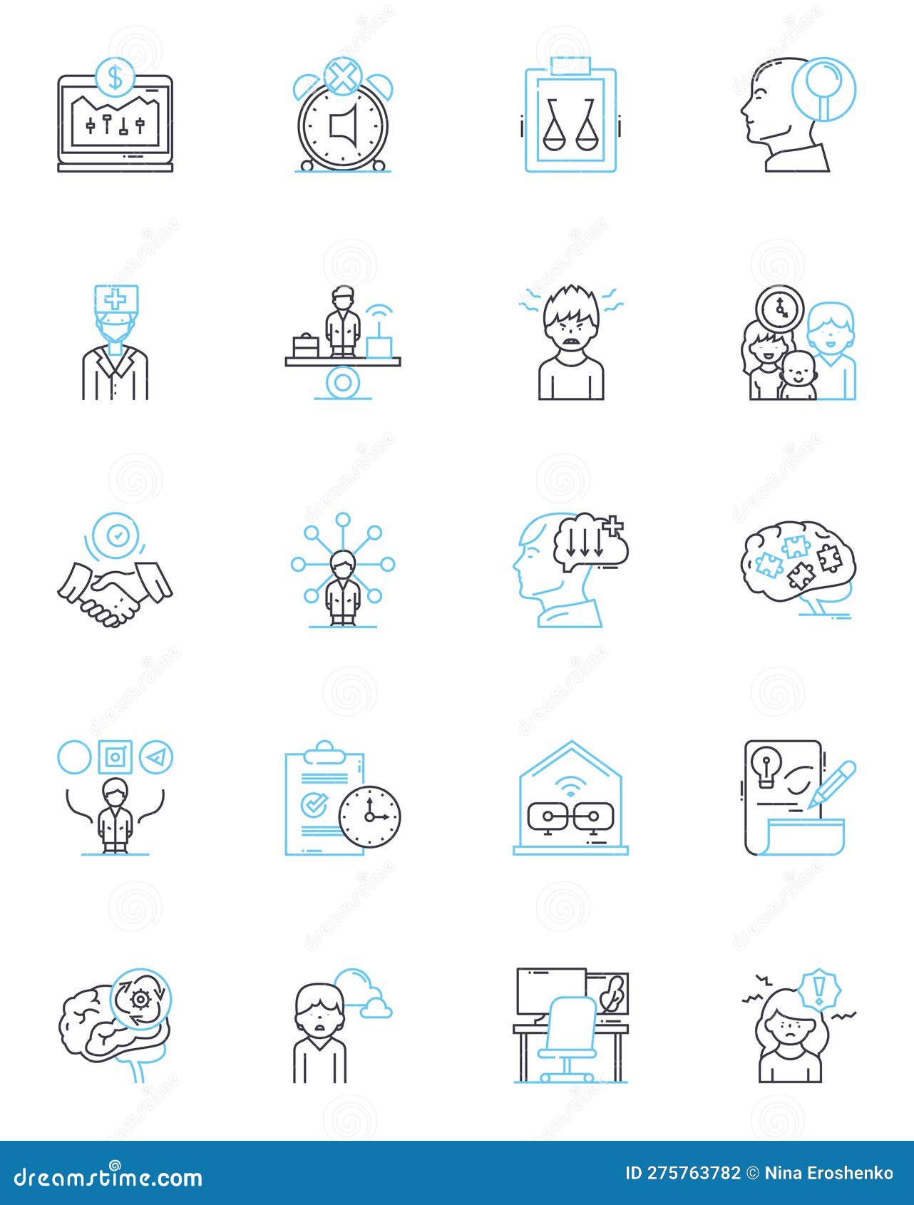Work Efficiency Linear Icons Set. Productivity, Time-management ...