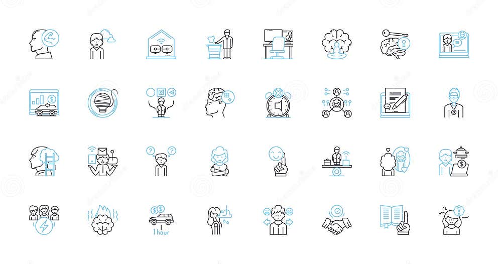 Work Efficiency Linear Icons Set. Productivity, Time-management ...