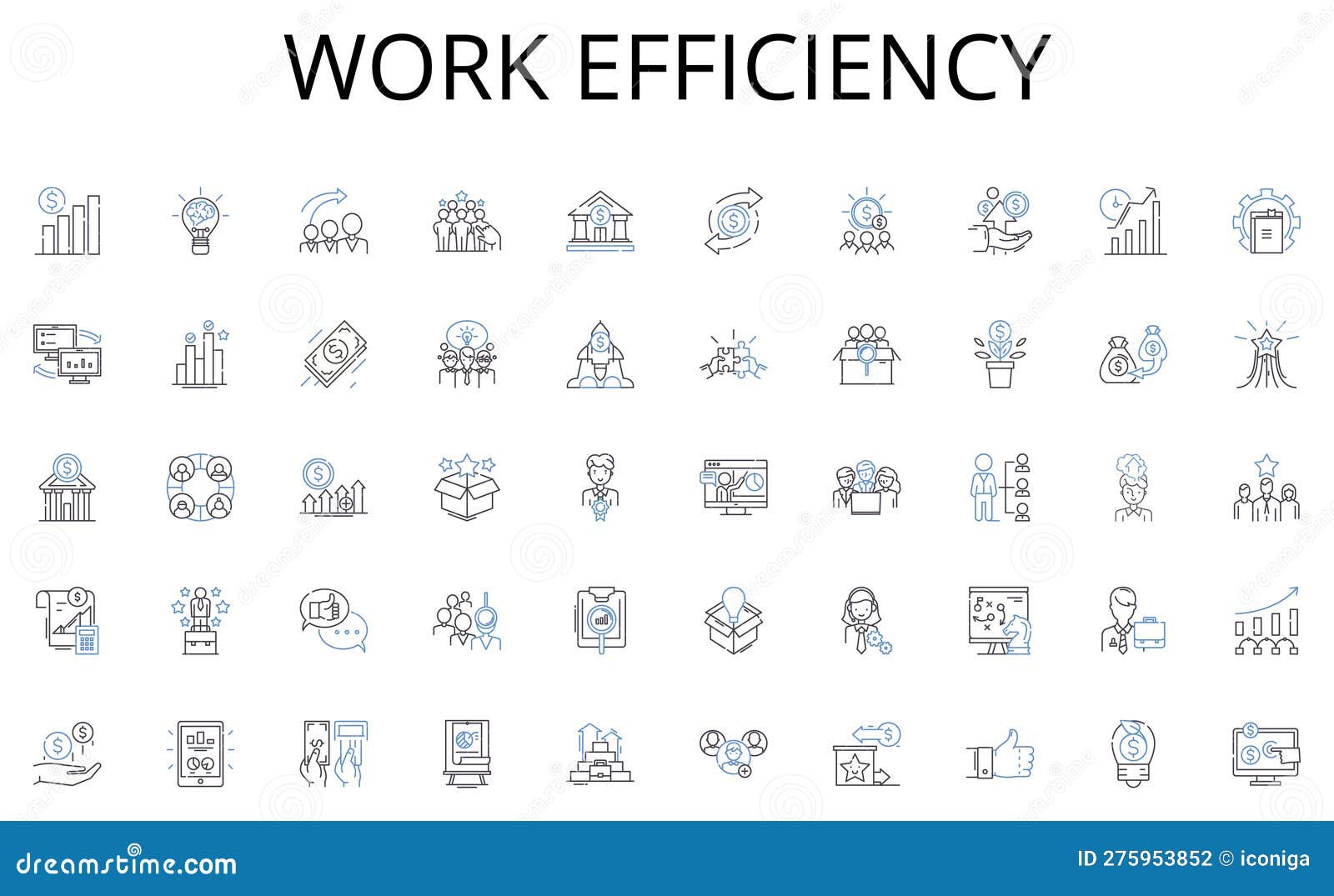 Work Efficiency Line Icons Collection. Binding, Covering, Folding ...