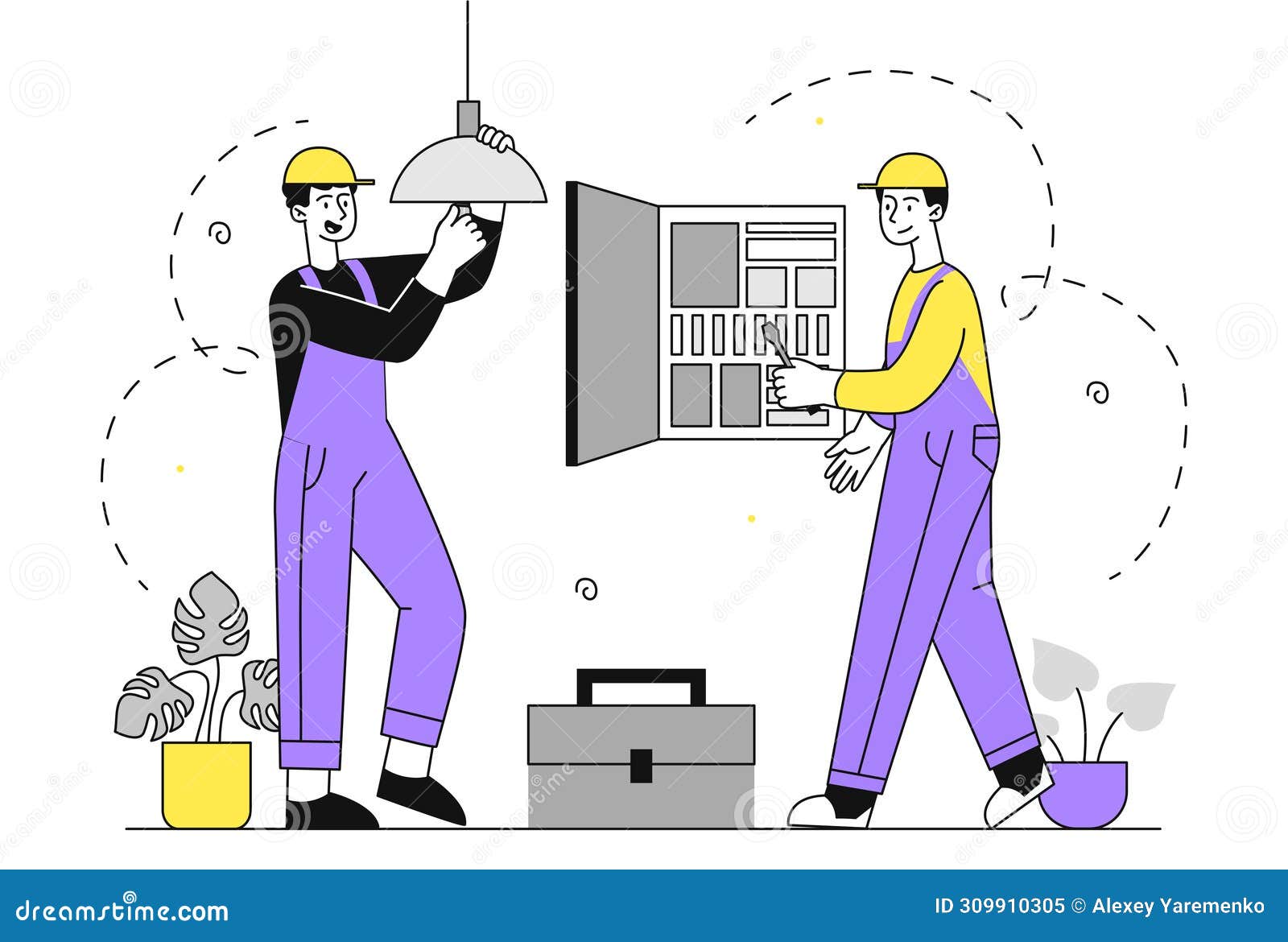 Work with Electricity Vector Simple Stock Illustration - Illustration ...