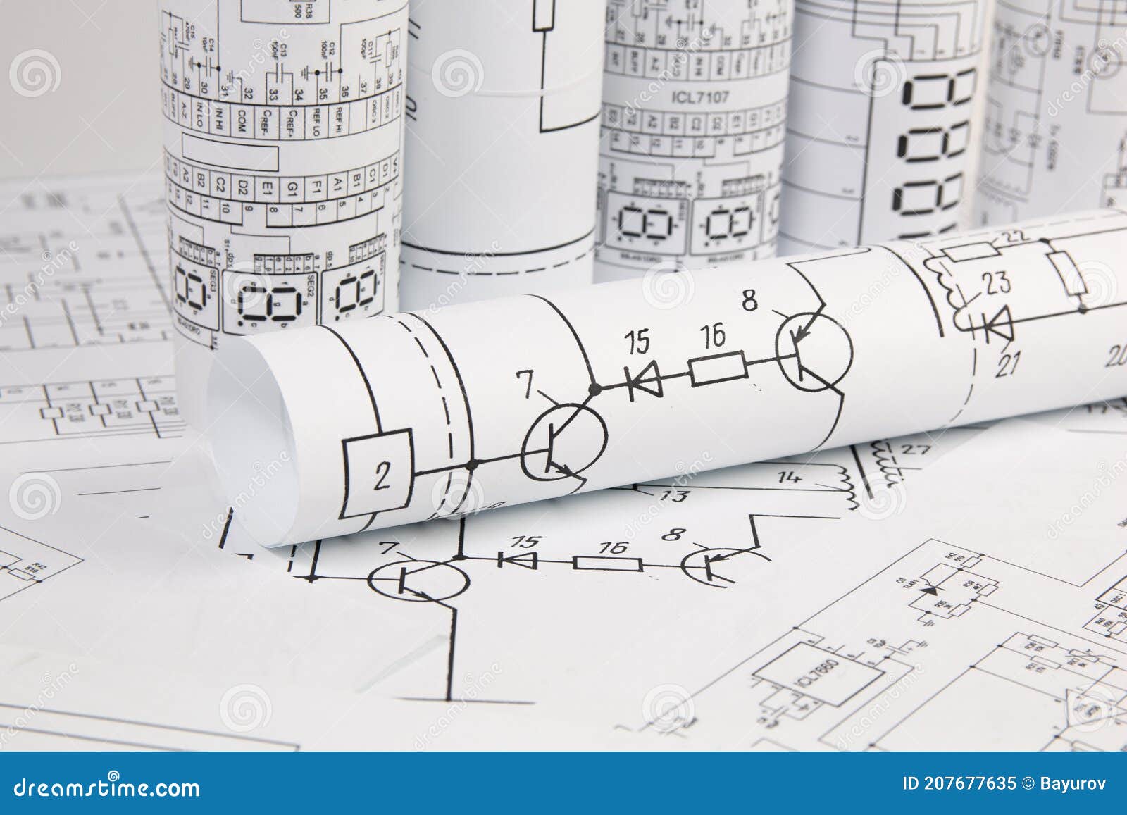 Electrical Engineering Drawings Close Up Stock Image - Image of ...