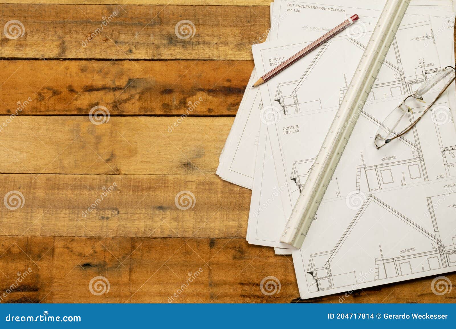 Work Element on Construction Table Stock Photo - Image of engineer ...