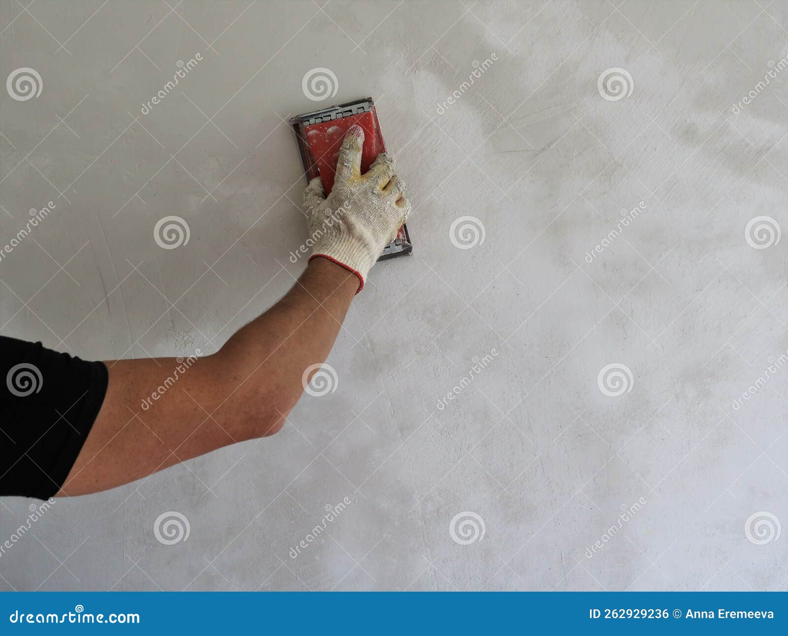 Work with an Emery Machine To Level the Surface of the Wall Stock Photo ...