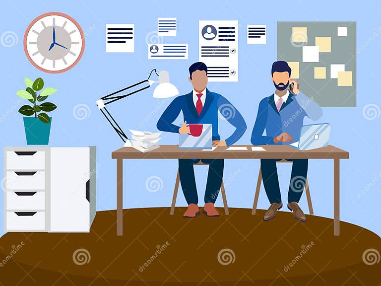 The Work Environment in the Office. Employees Solve the Problem Stock ...