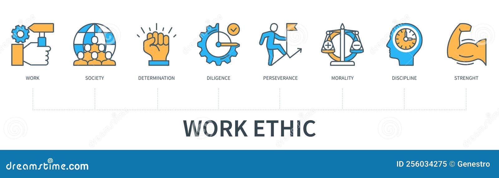Work Ethic Concept with Icons in Minimal Flat Line Style Stock ... Work Ethic Concept with Icons in Minimal Flat Line Style Stock ...