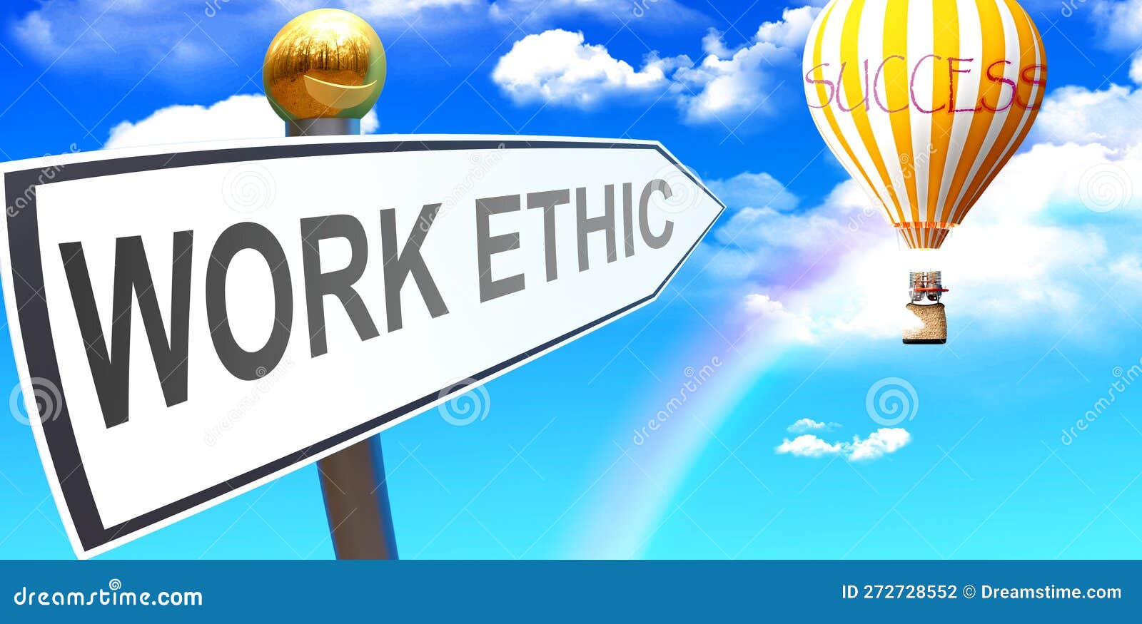Work Ethic Leads To Success Stock Illustration - Illustration of clouds ...