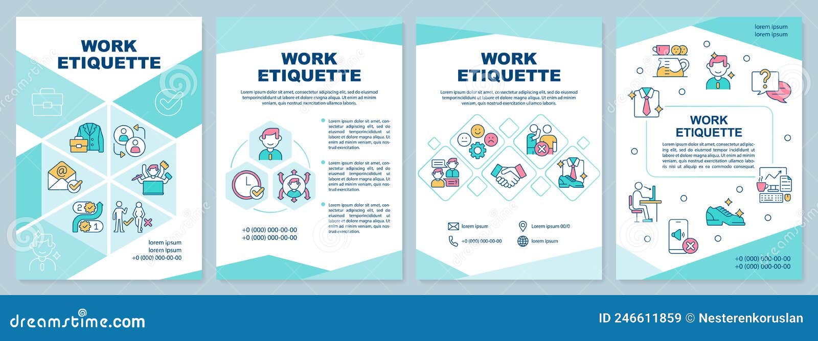 Work Etiquette Brochure Template Cartoon Vector | CartoonDealer.com ...