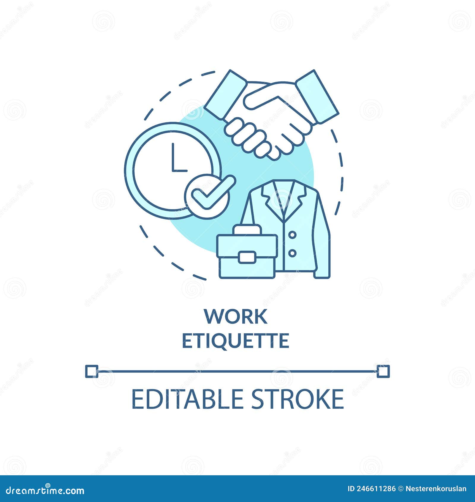 Work Etiquette Word Concepts Blue Banner Cartoon Vector 246611907
