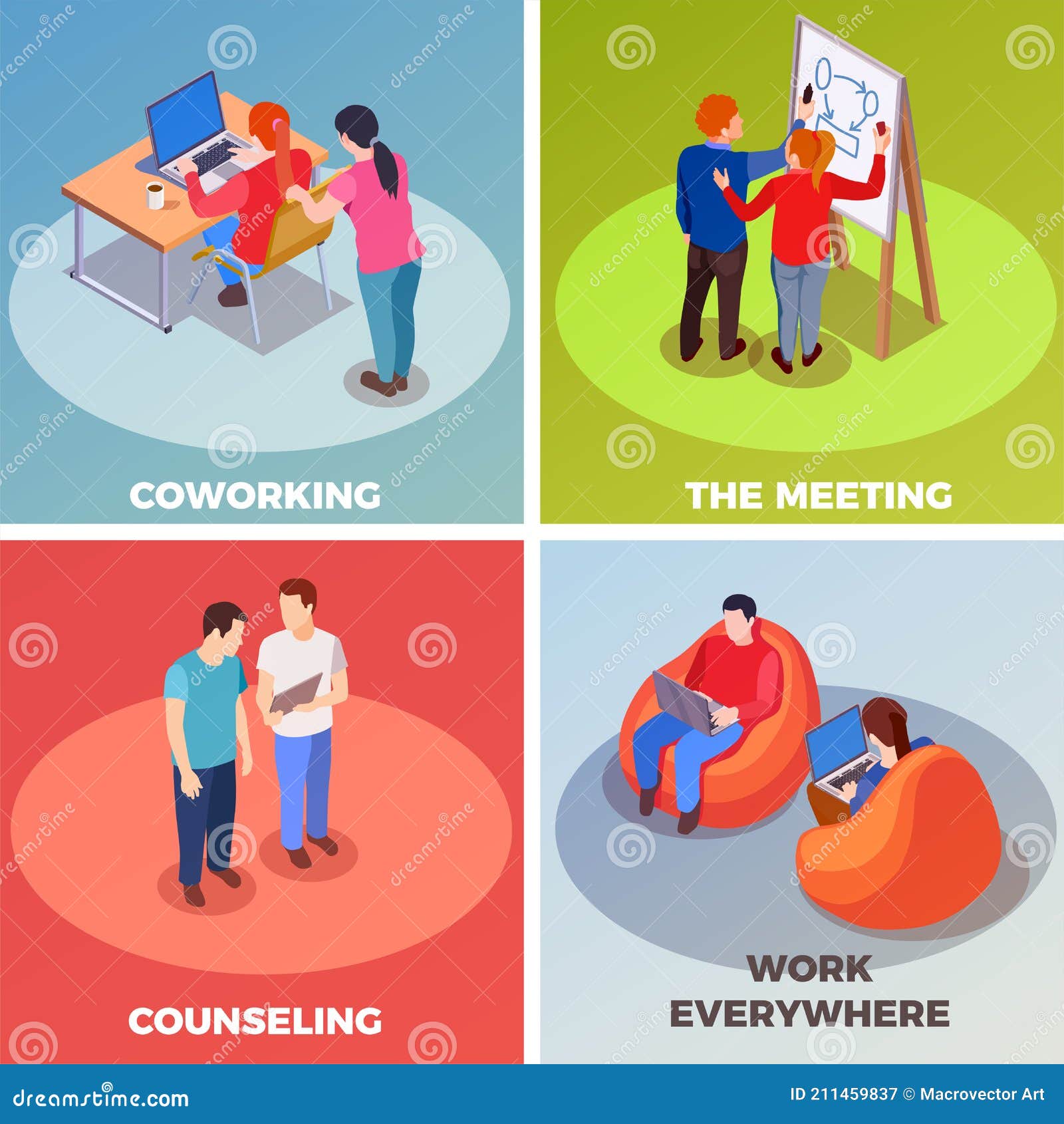 Work Everywhere Design Concept Stock Vector - Illustration of indoor ...