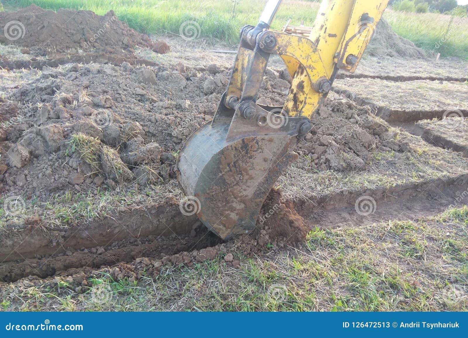 Work of Excavating Machine on Building Construction Site Stock Image ...