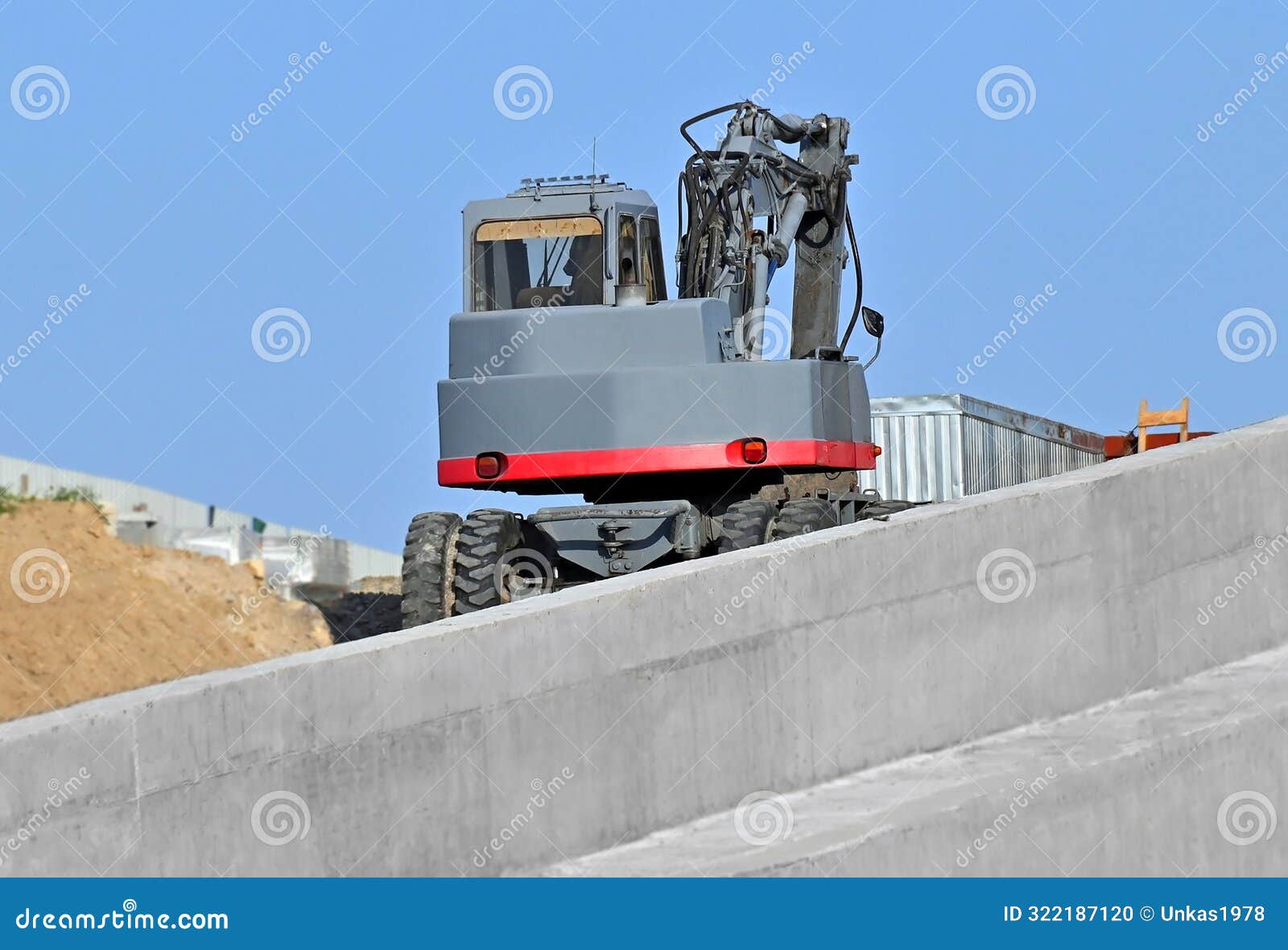 Excavating Machine on Construction Site Stock Photo - Image of work ...