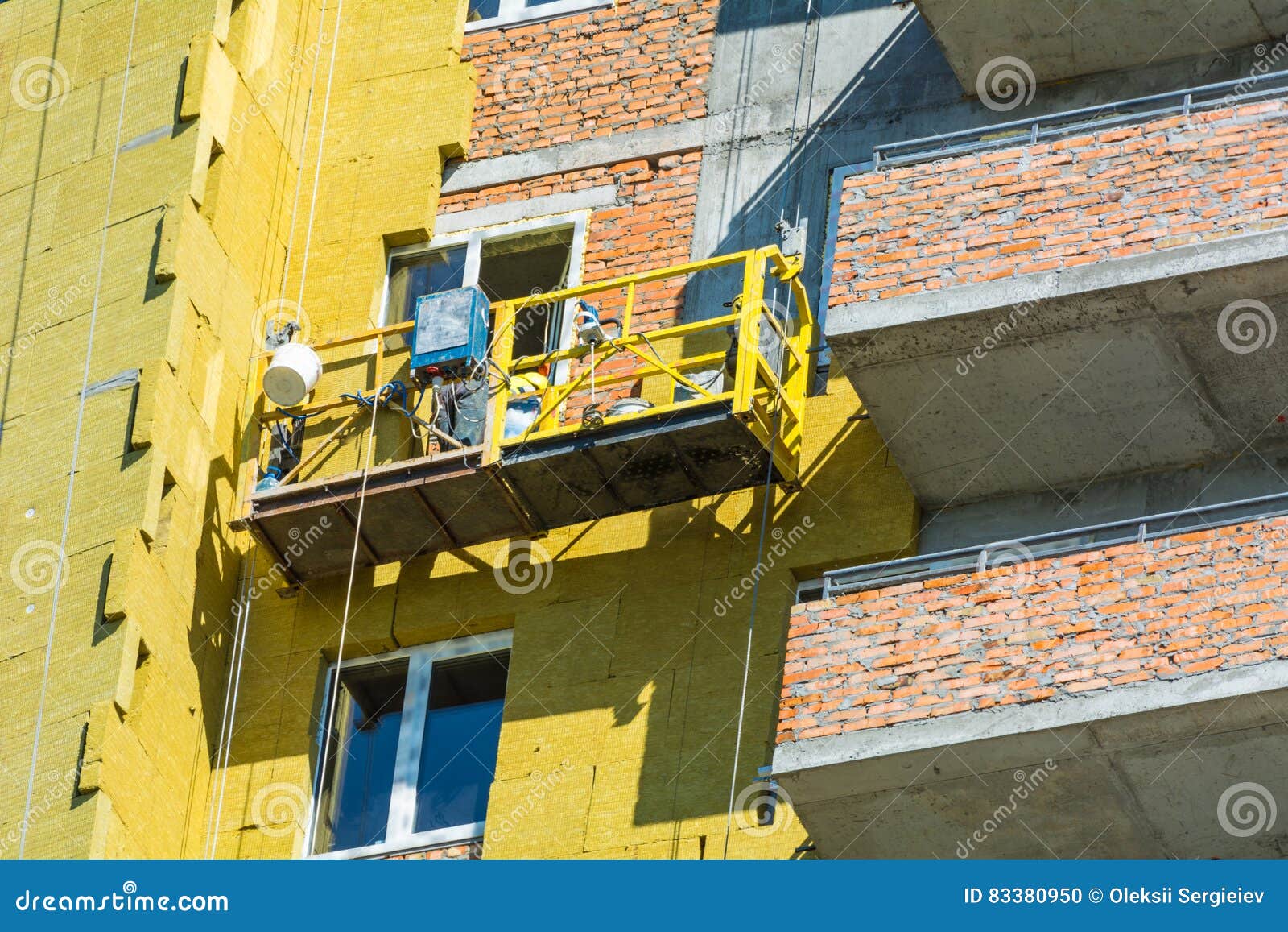 Work on the External Walls of Glass Wool Insulation and Plaster Stock ...