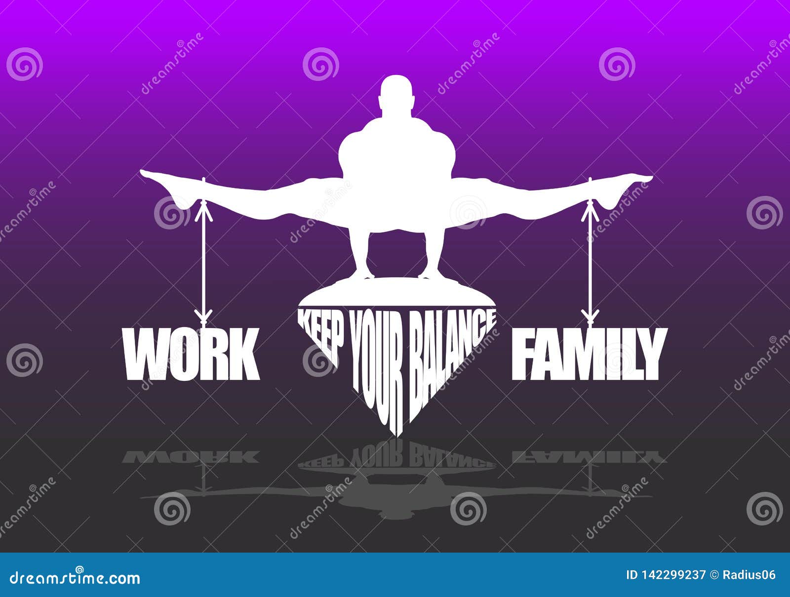 Work and family balance. stock vector. Illustration of quality - 142299237
