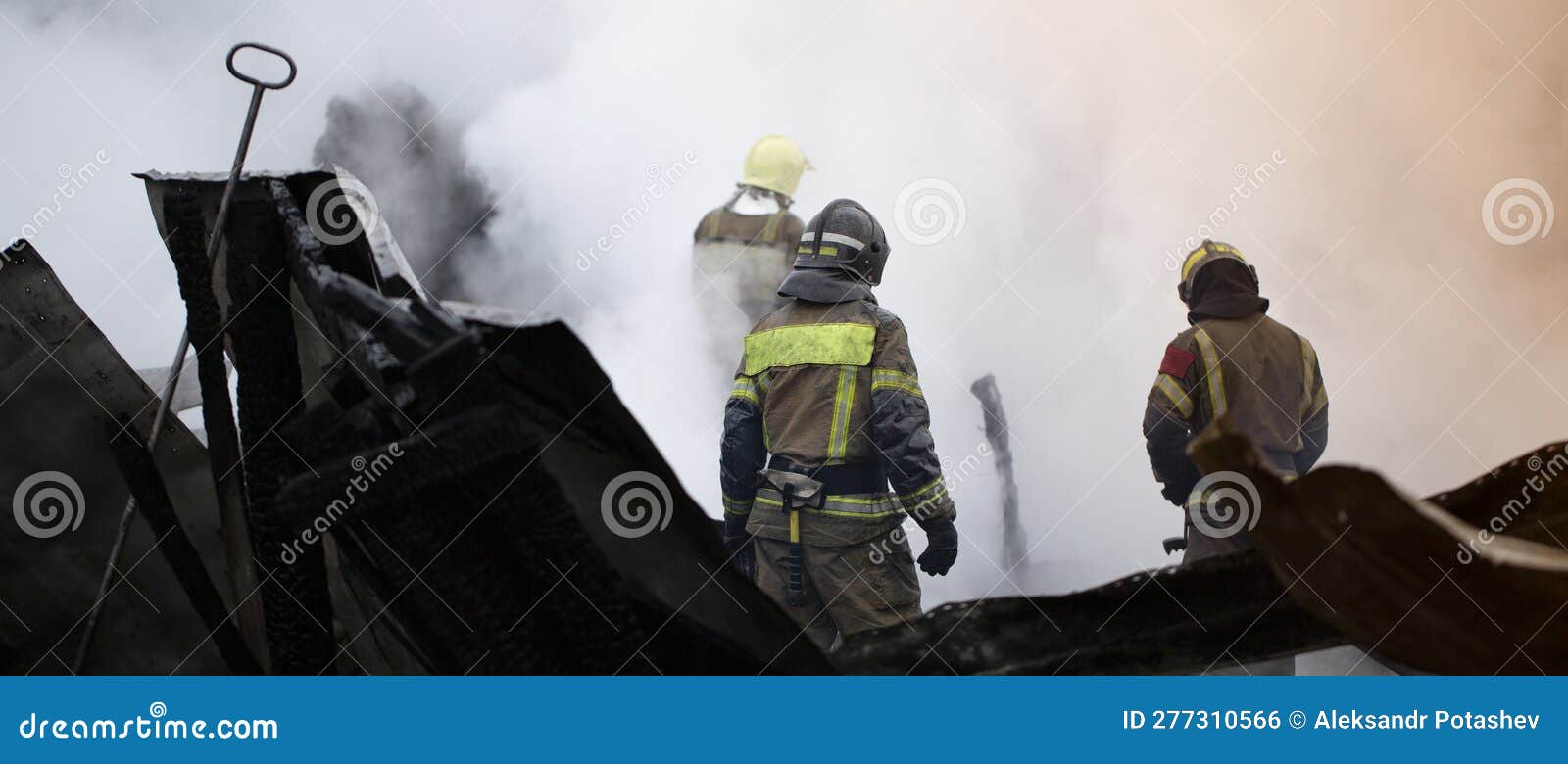 The Work of Firefighters on Fire. Fighting Fire in Case of a Building ...