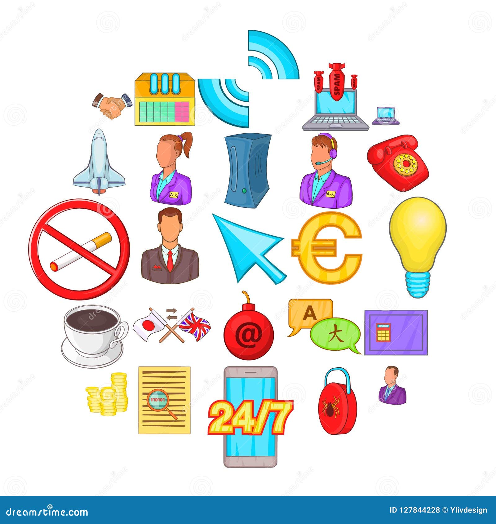 Work Flow Icons Set, Cartoon Style Stock Vector - Illustration of deal ...