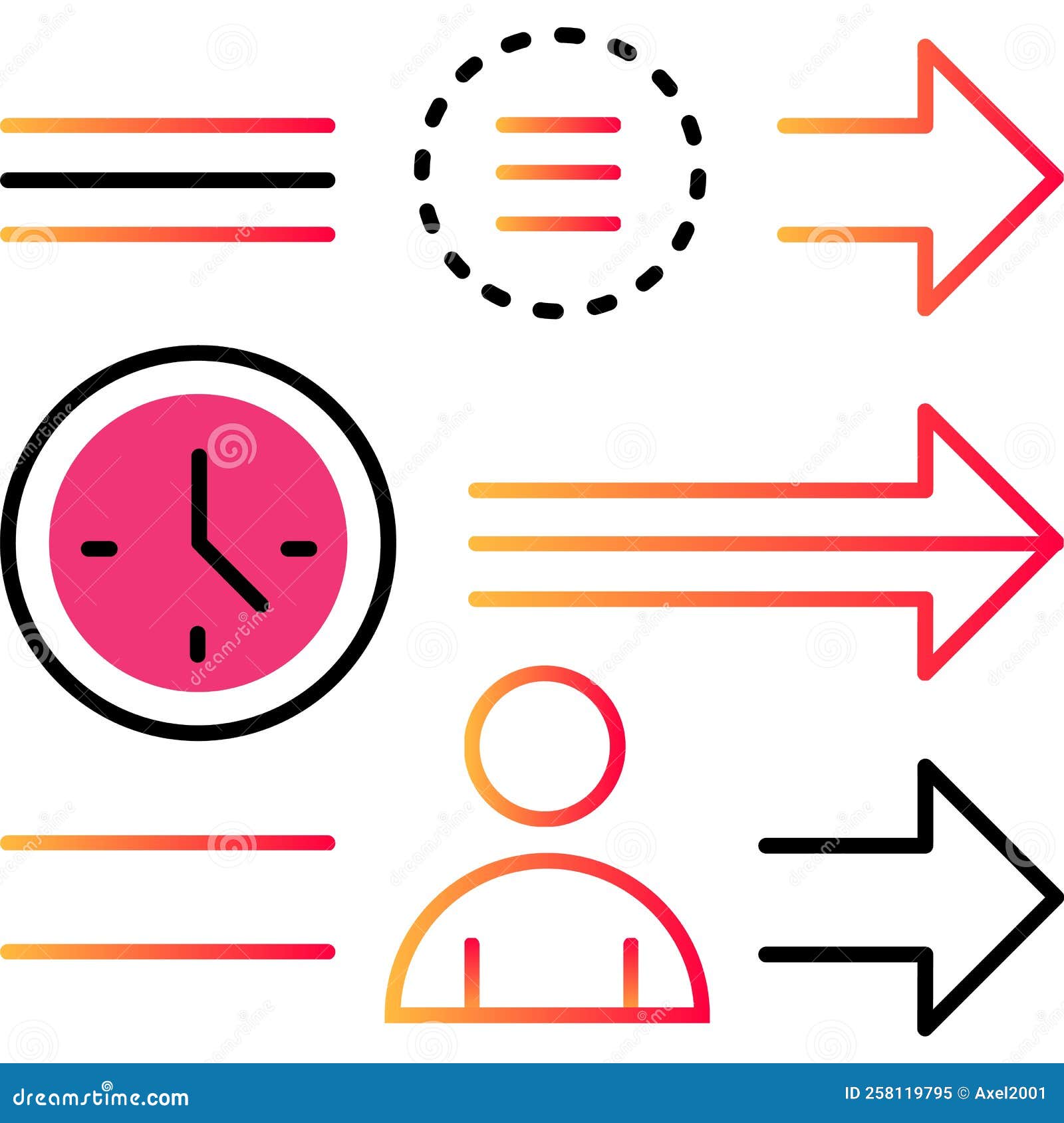 Work Flow Process Icon Time Management Vector Stock Illustration ...