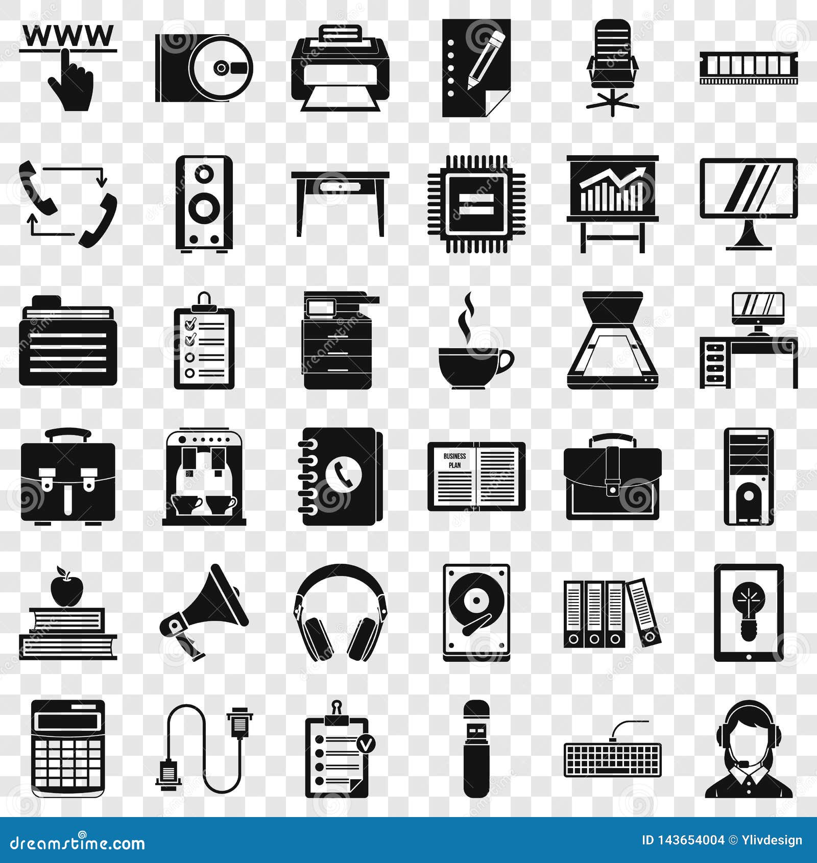 Work Folder Icons Set, Simple Style Stock Vector - Illustration of ...