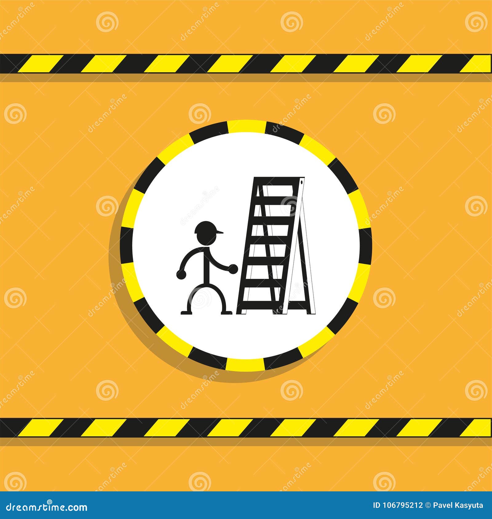 Work on a Folding Ladder. Vector Icon. Stock Vector - Illustration of ...