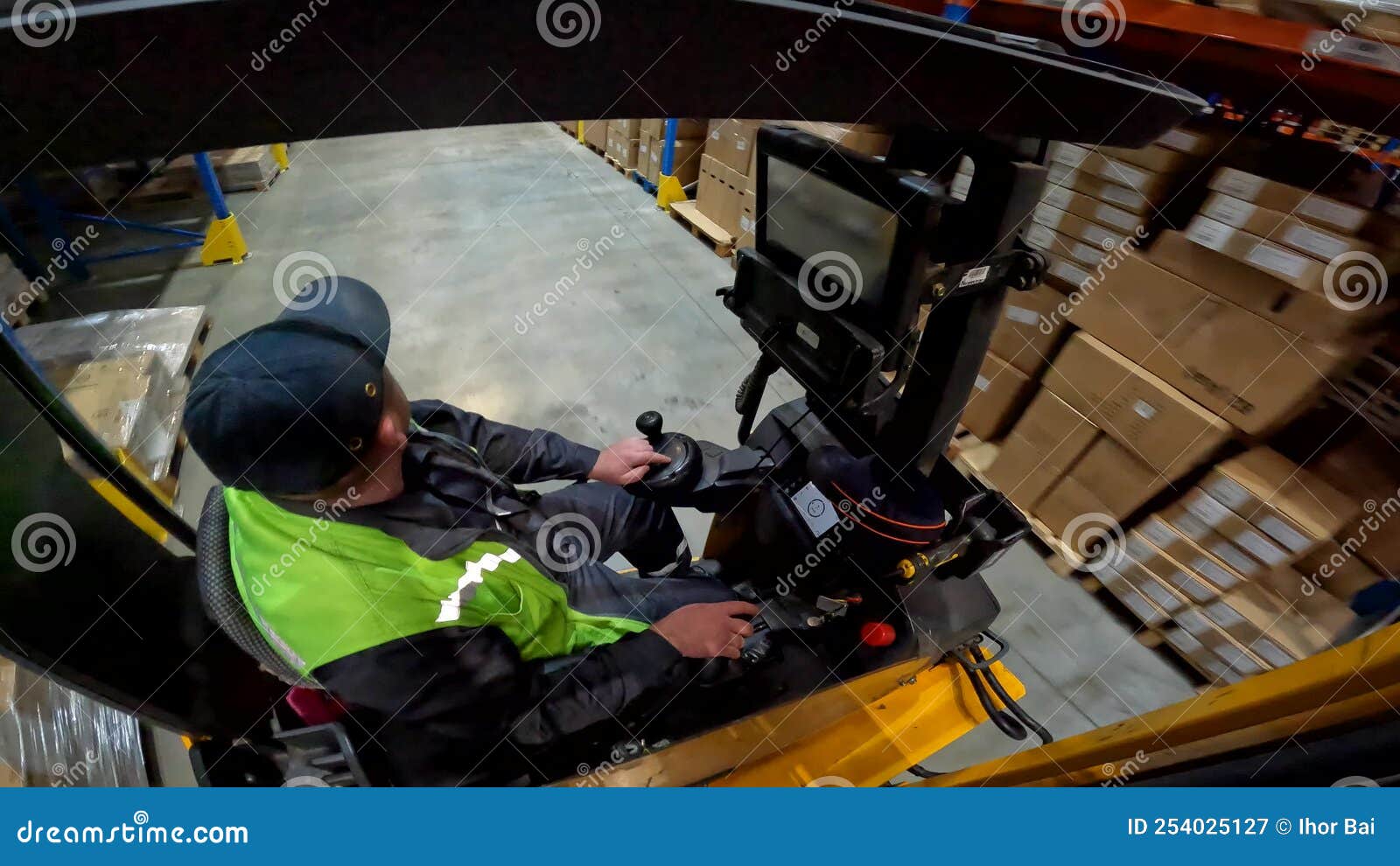 Modern Forklift in a Warehouse. Modern Warehouse Equipment. the Work of ...