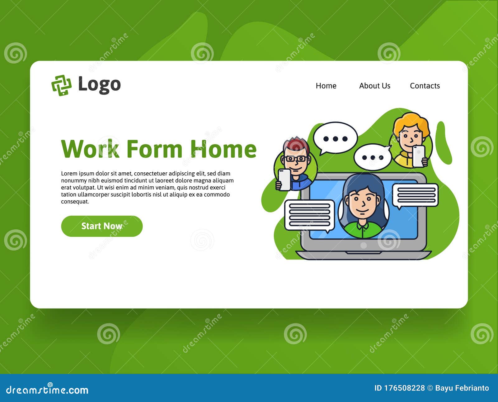 Work Form Home Web Concept Template Stock Vector - Illustration of ...