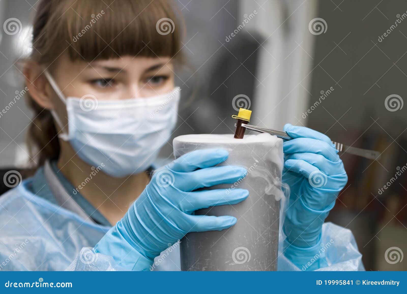 Work with Frozen Samples in Biological Laboratory Stock Image - Image ...
