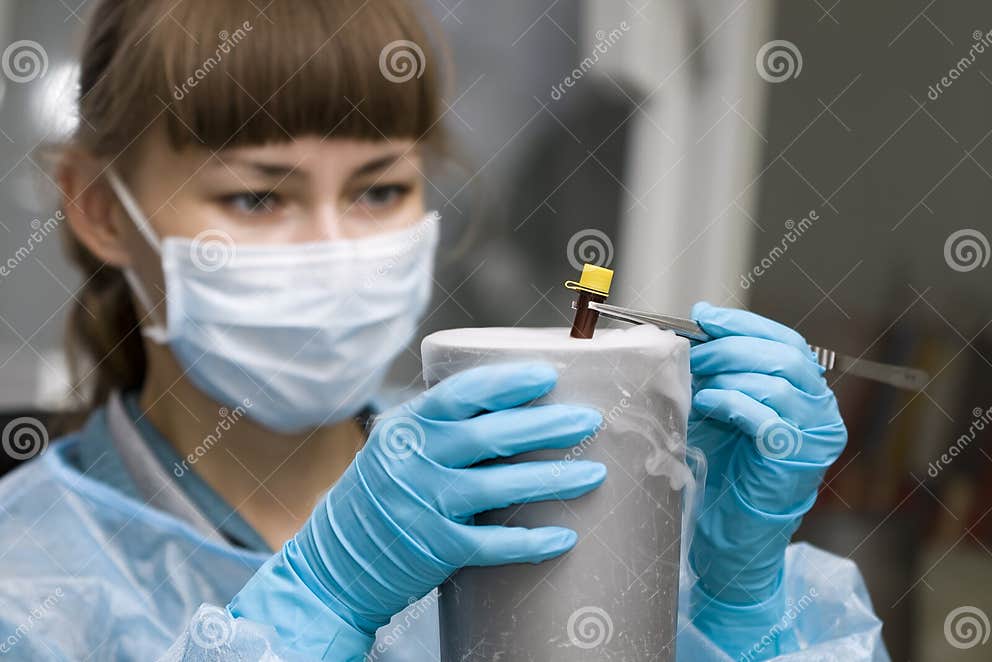 Work with Frozen Samples in Biological Laboratory Stock Image - Image ...
