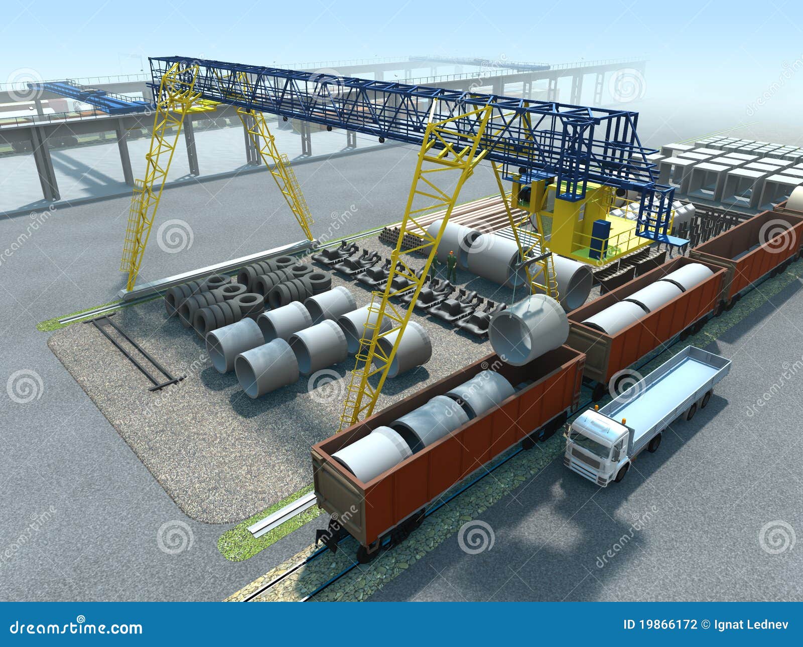 Work of gantry crane stock illustration. Illustration of logistics ...