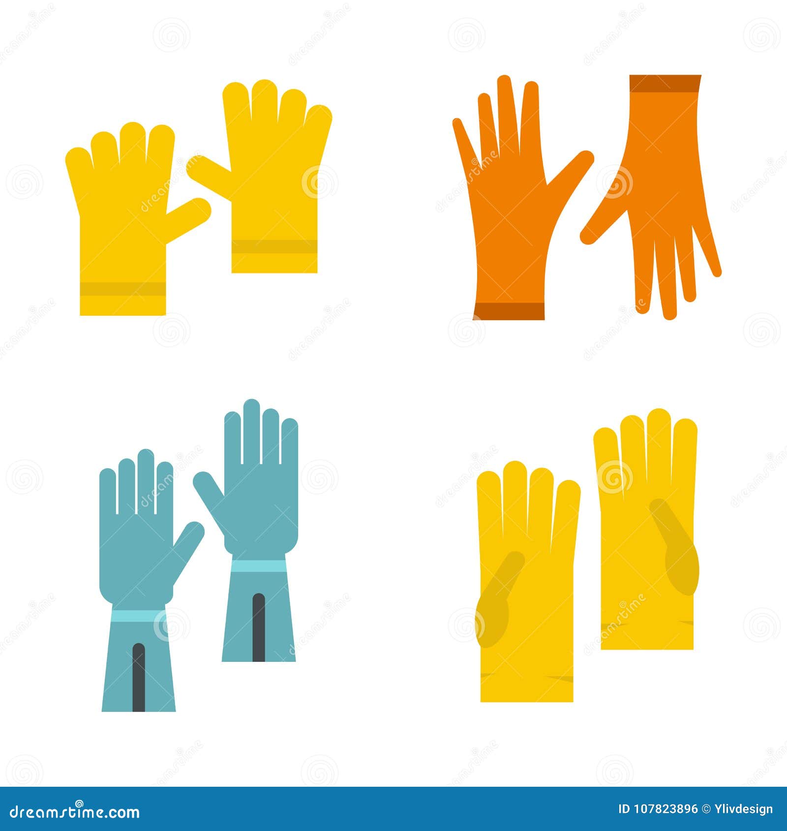 Work Gloves Icon Set, Flat Style Stock Vector - Illustration of ...