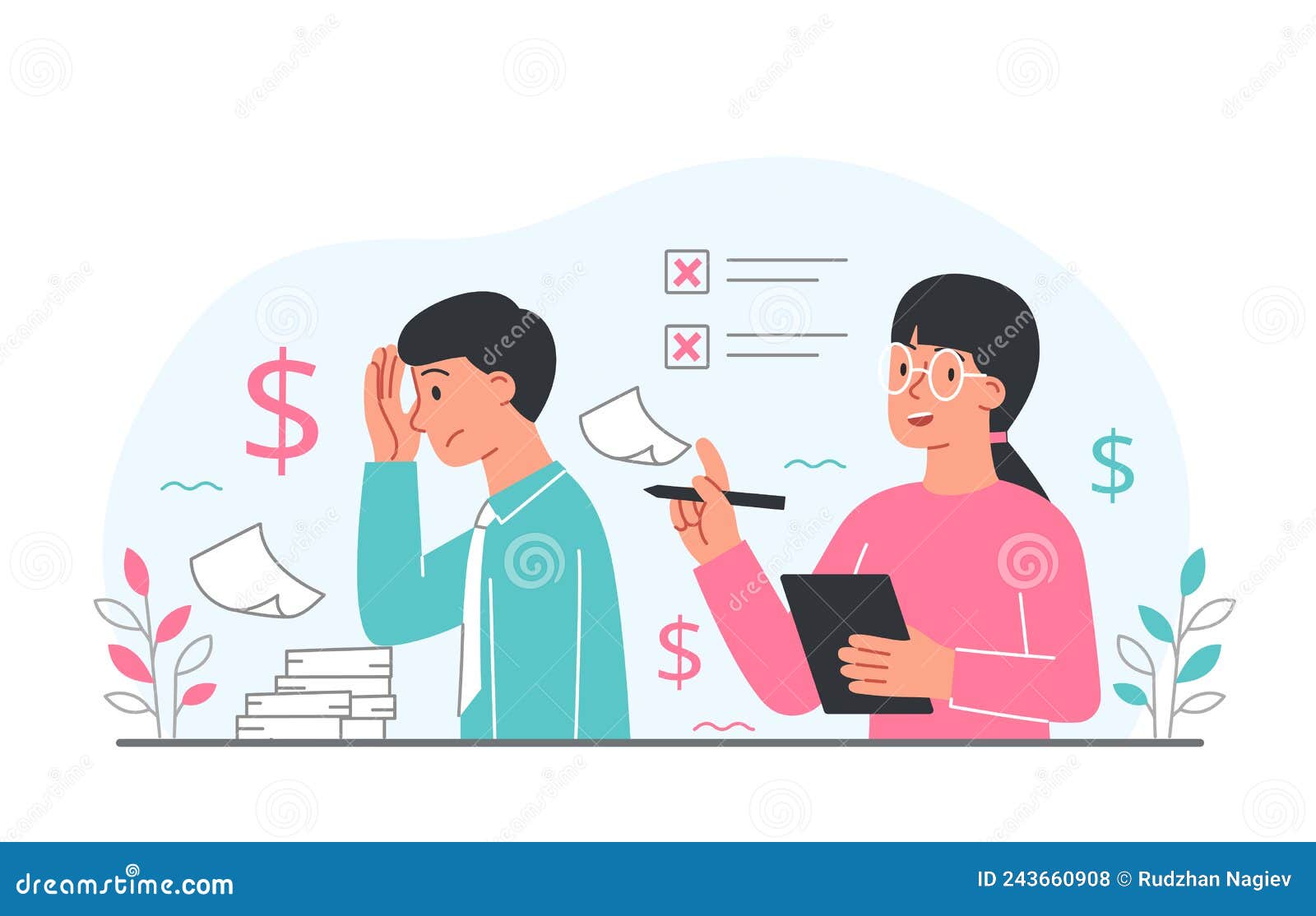Work got rejected stock vector. Illustration of businessman - 243660908